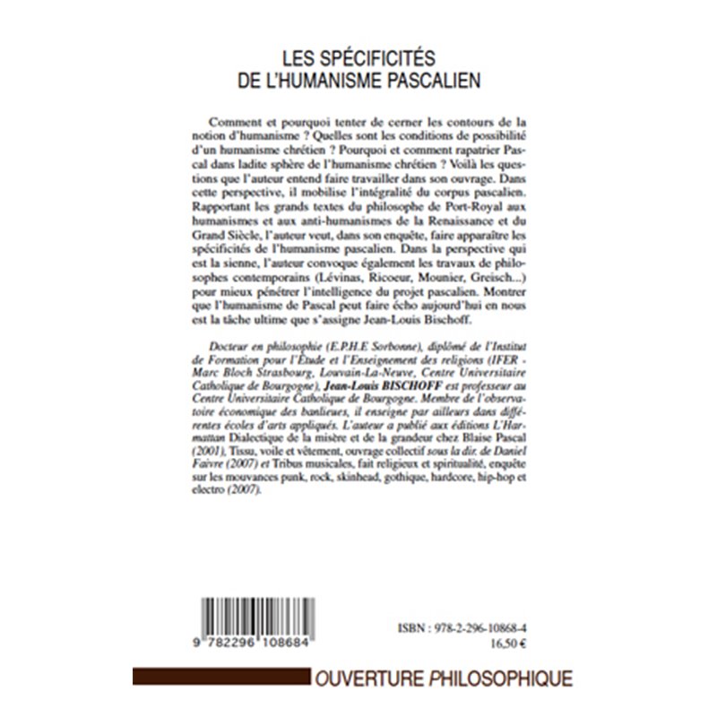 Les spécificités de l'humanisme pascalien - Jean-Louis Bischoff | Isleden