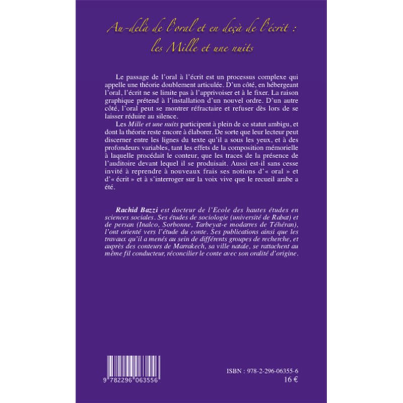 Au-delà de l'oral et en deçà de l'écrit : les Mille et une nuits ...