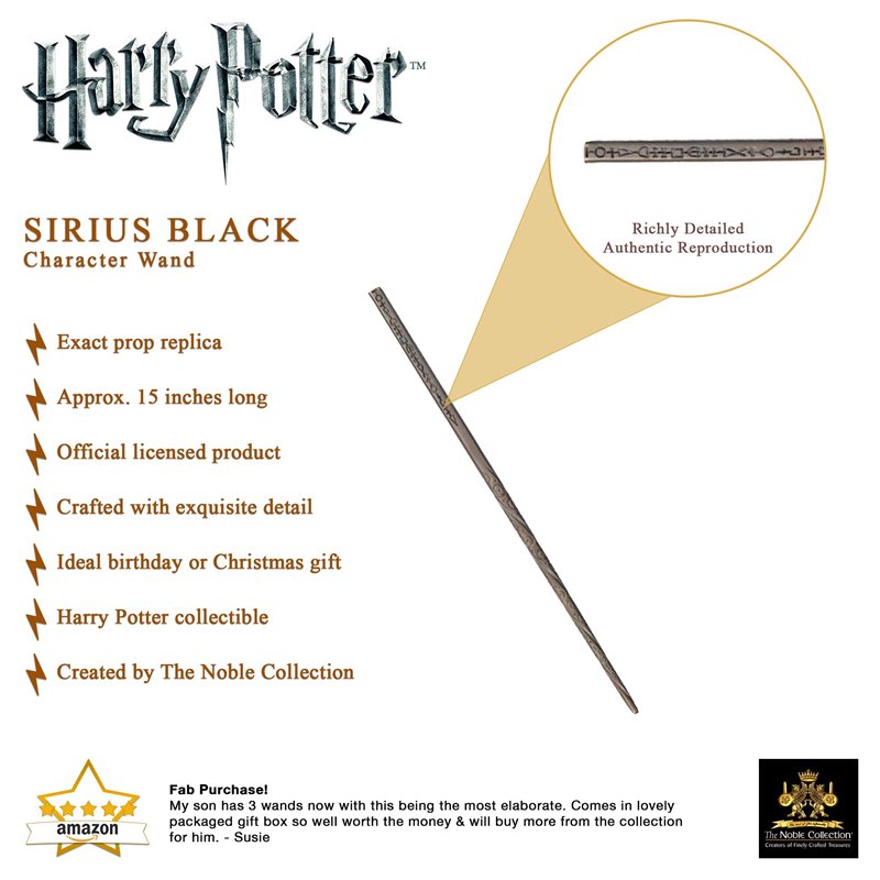The Noble Collection - Sirius Black Character Wand - 15.5in | Isleden