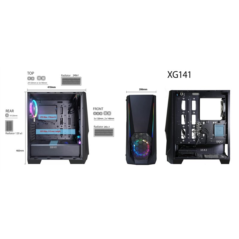 Xilence Xilent Blast X505.ARGB Gaming PC Case, 2X 120mm ARGB | Isleden