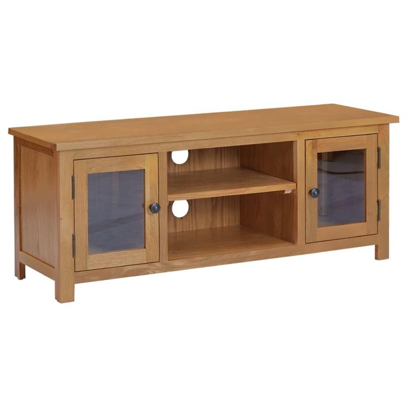 vidaXL TV Cabinet 110x35x44 cm Solid Oak Wood, TV Unit, TV S | Isleden