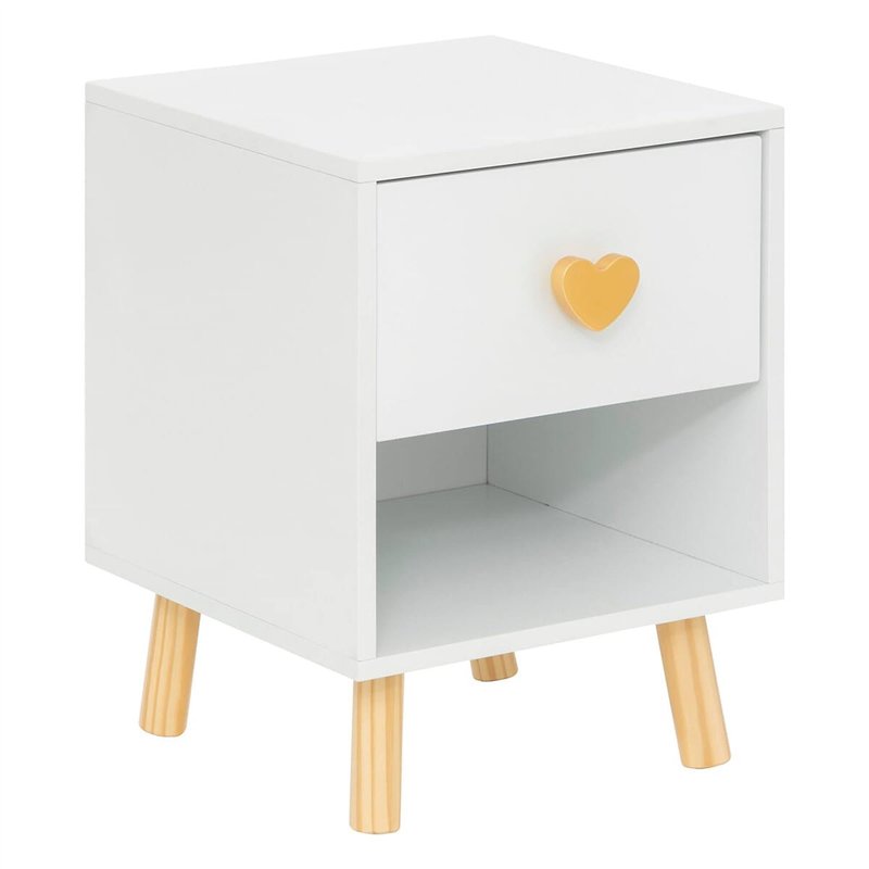 Atmosphera - Table de Chevet Enfant Amour Blanc h40cm | Isleden