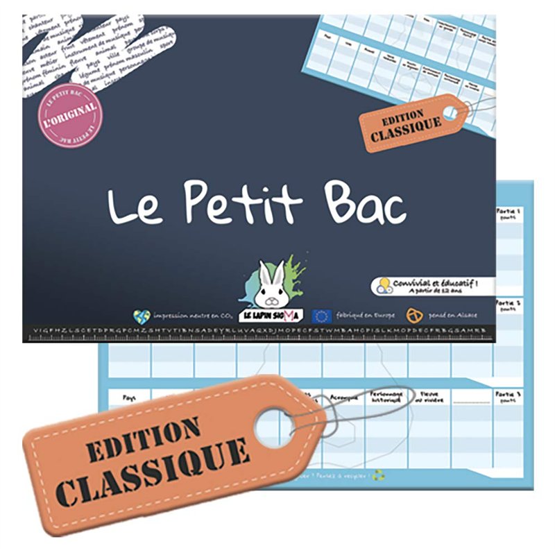 Jeu du Petit BAC - Edition Classique - Bloc prêt à Jouer de | Isleden