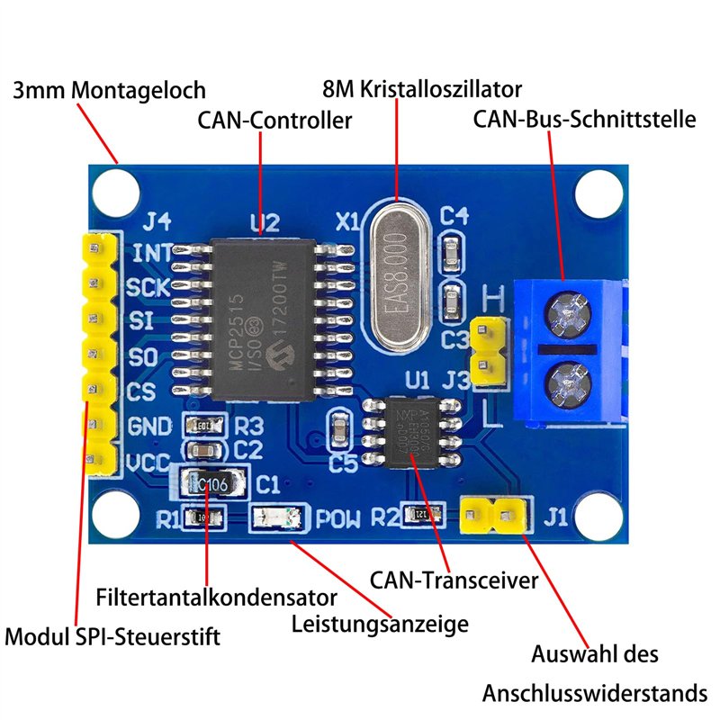 GERUI Lot de 5 modules de bus CAN MCP2515 - Protocole SPI po | Isleden
