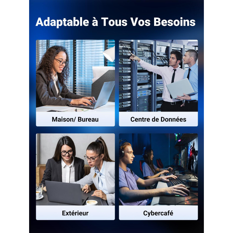 UGREEN Cat 8 Câble Ethernet Réseau RJ45 Super Débit 40Gbps 2000MHz ...